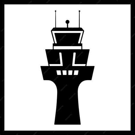공항 컨트롤 타워 실루 터 이미지 프리미엄 벡터