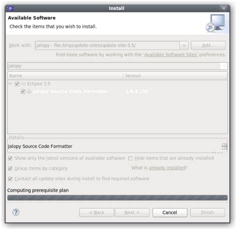 How To Install Jalopy From An Eclipse Update Site