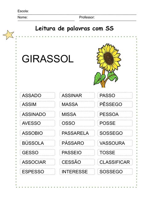 1º Ao 5º Ano Fichas De Leitura De Palvras Com As Sílabas Complexas