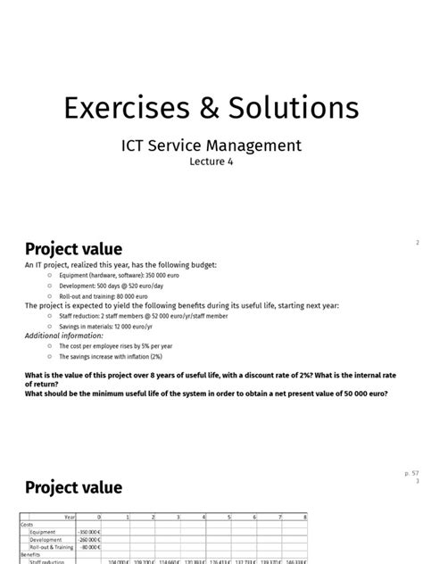 Exercises Lecture 4 Solutions Pdf Personal Computers Net Present Value