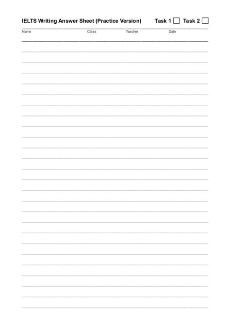 Ielts Writing Task Answer Sheet Back