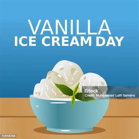 바닐라 아이스크림 데이 벡터 일러스트 레이 션 인사말 카드 포스터 및 배너에 적합합니다 귀여운에 대한 스톡 벡터 아트 및 기타
