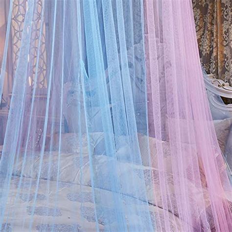 Mengersi Bed Canopy For Girls Princess Elegant Lace Round Sheer Mesh Bed Curtains Canopy For
