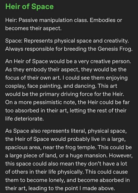 Classpect Analysis Heir Of Space Rhomestuck