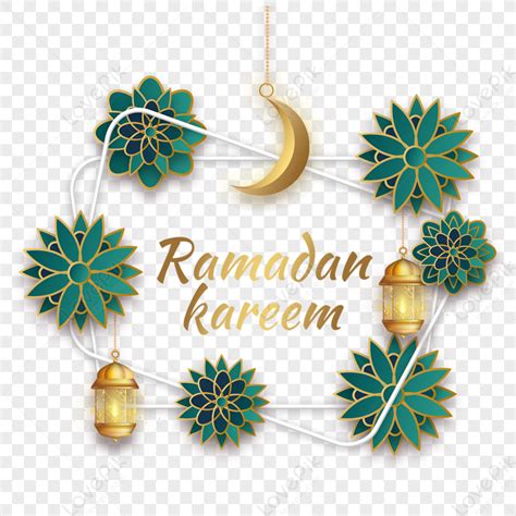 이슬람 라마단 종이 일러스트 꽃 테두리를 컷 녹색 구별축하 일본문 Png 일러스트 무료 다운로드 Lovepik