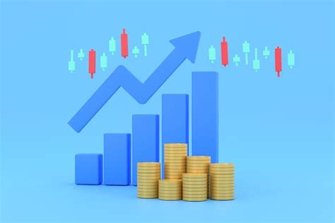 파란색 상승 화살표 이익 막대 그래프 및 여러 개의 동전 배열이 있는 방패 프리미엄 사진