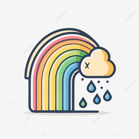 무지개 위에 물방울이 있어요 벡터 흰색 배경에 무지개 벽지를 묘사한 직계 아이콘 플랫 아이콘 및 드리블에 의한 벡터 일러스트 비핸스 Hd Png 일러스트 및 벡터 에