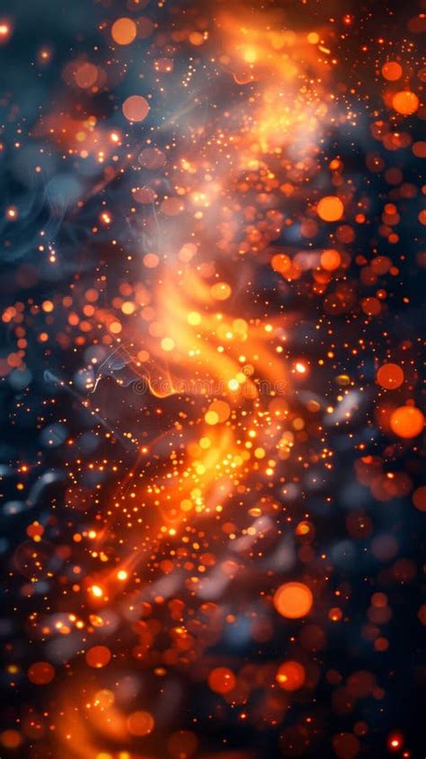 Abstract Glowing Particles With Fiery Swirl Generative Ai Stock