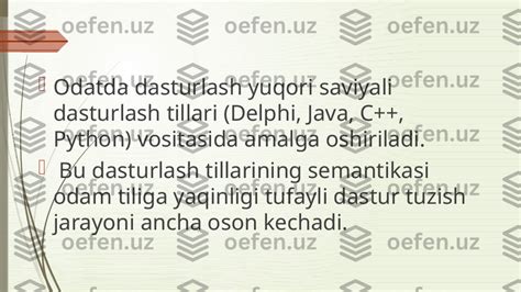 Dasturlash Tillari Va Ularning Turlari