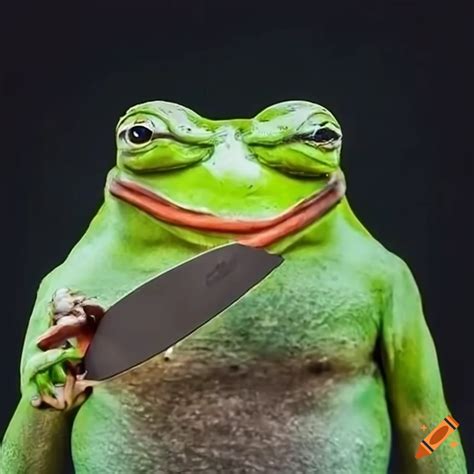Pepe The Frog Holding A Knife On Craiyon
