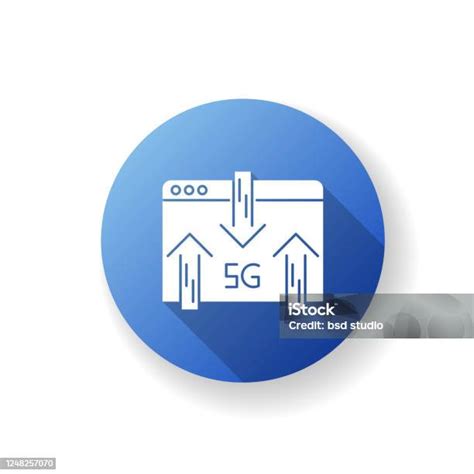 5g 웹 브라우저 블루 플랫 디자인 긴 그림자 문일표시 인터넷 브라우징 무선 기술 빠른 연결 데이터 전송 교환 실루엣 Rgb