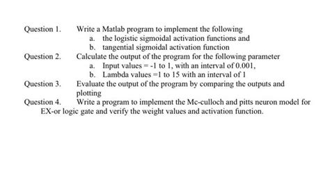 Solved Question 1 Write A Matlab Program To Implement The