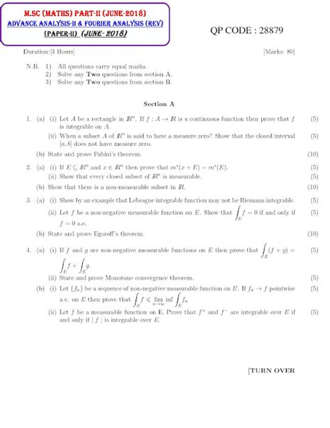 University Of Mumbai Msc Mathematics Part Ii Advanced Analysis Ii And Fourier Analysis Rev
