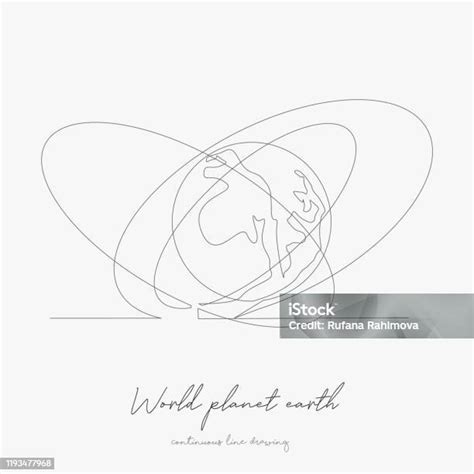 연속 선 그리기 궤도와 세계 행성 지구 간단한 벡터 일러스트레이션 궤도 개념 손으로 그리기 스케치 라인과 세계 행성 지구 개념에 대한 스톡 벡터 아트 및 기타 이미지