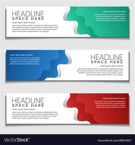 Web Banner Header Footer Wavy Wave Shape Modern Vector Image