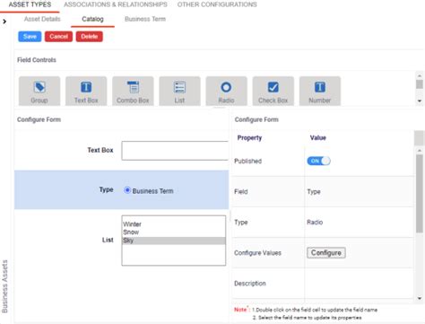 configuring catalog form