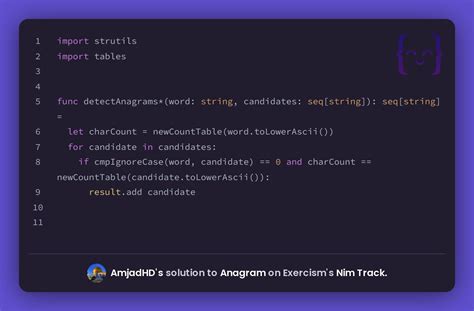 Amjadhds Solution For Anagram In Nim On Exercism