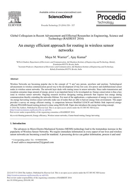Pdf An Energy Efficient Approach For Routing In Wireless Sensor Networks