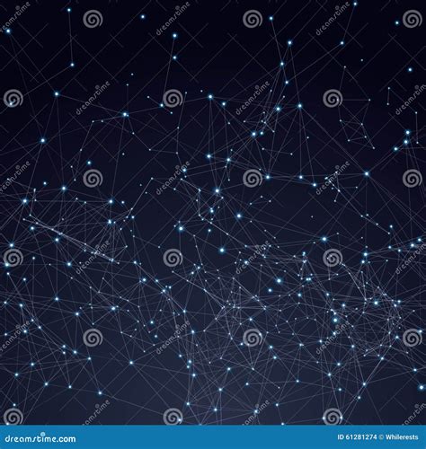 Abstract Triangles Space Low Poly Dark Background With Connecting Dots And Lines Light