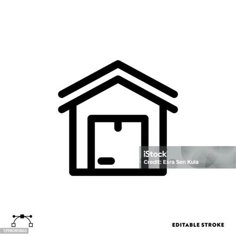 창고 라인 아이콘 디자인과 편집 가능한 스트로크 웹 페이지 모바일 앱 Ui Ux 및 Gui 디자인에 적합합니다 개념에 대한 스톡