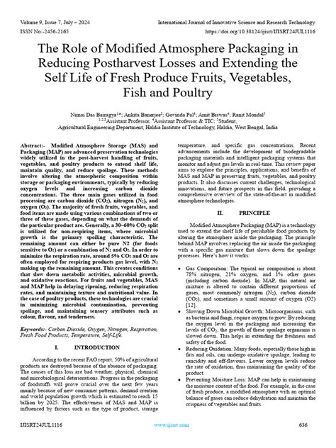 The Role Of Modified Atmosphere Packaging In Reducing Postharvest Losses And Extending The Self