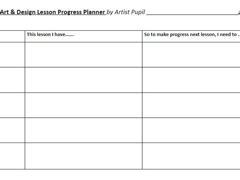 Art Lesson Progress Planner Teaching Resources