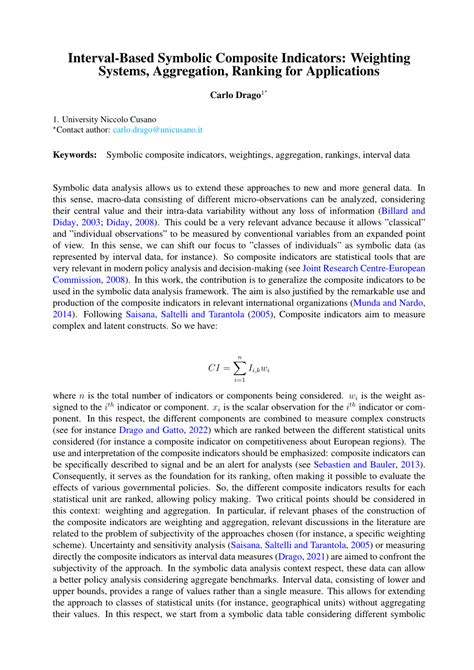Pdf Interval Based Symbolic Composite Indicators Weighting Systems Aggregation Ranking For
