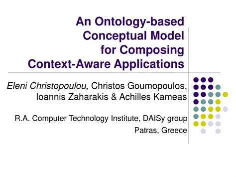 Ppt An Ontology Based Conceptual Model For Composing Context Aware