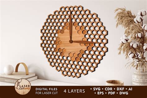 Wall Clock Laser Cut File Pdf Svg Cnc File And Clock Glowforge File Watch Laser File And Clock