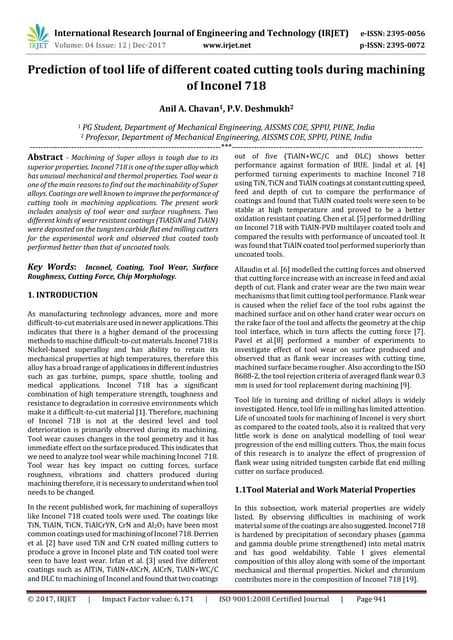 Prediction Of Tool Life Of Different Coated Cutting Tools During Machining Of Inconel 718 Pdf
