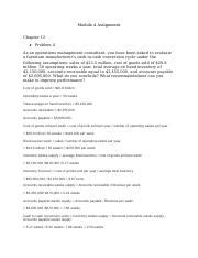 Mod 4 Assignment Docx Module 4 Assignment Chapter 12 Problem 4 As An Operations Management