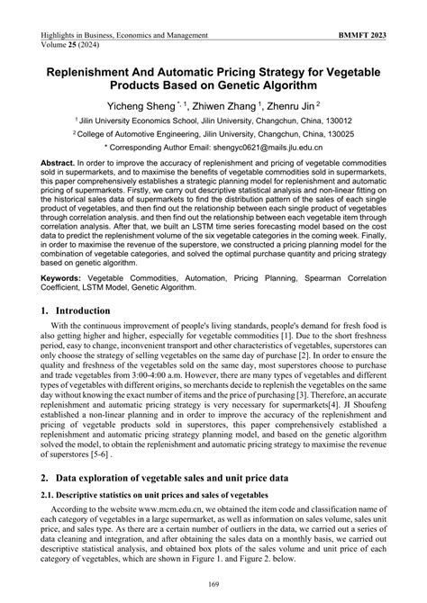 Pdf Replenishment And Automatic Pricing Strategy For Vegetable Products Based On Genetic Algorithm