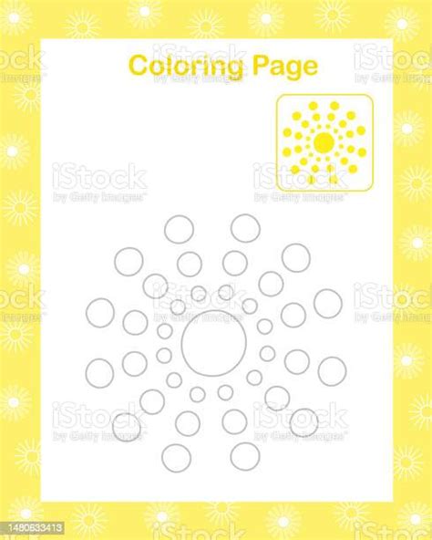 태양 간단한 개요 만화 색칠 공부 페이지 벡터 일러스트 레이 션 자연 환경 요소 인쇄 가능한 교육 또는 레저 게임 아이들을 위한 활동 워크시트 교사 리소스 0명에 대한 스톡