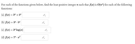 Solved For Each Of The Functions Given Below Find The Least Chegg