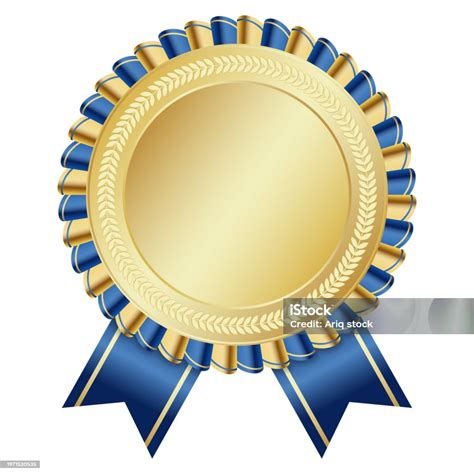 금메달 파란 리본이 달린 금메달 디자인 수상자 금메달 수상 금메달과 함께 블루 리본 상 리본상에 대한 스톡 벡터 아트 및 기타 이미지 Istock