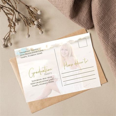 Gold Calligraphy Script Minimalist Two Photo Postcard Zazzle