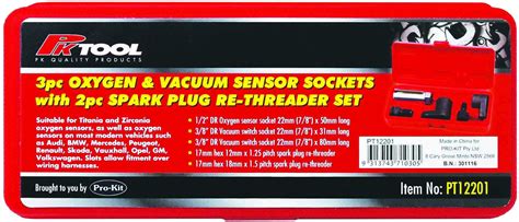 5 Piece Oxygen And Vacuum Sensor Sockets 2pc Spark Plug Re Threader Set Universal Auto Spares