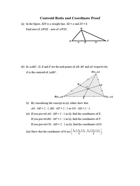 Centroid Ratio And Coordinate Proof Pdf