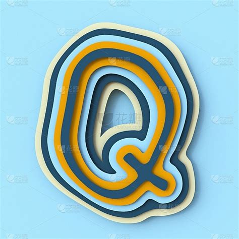 彩色纸层字体Q 3D