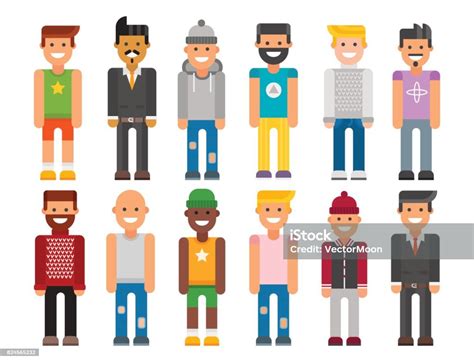 남자 초상화 다른 국적 우정 문자 팀 행복 한 사람들이 젊은 남자 사람 벡터 일러스트 레이 션의 그룹 개체 그룹에 대한 스톡 벡터 아트 및 기타 이미지 Istock