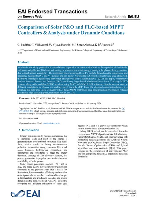 Pdf Comparison Of Solar Pando And Flc Based Mppt Controllers And Analysis