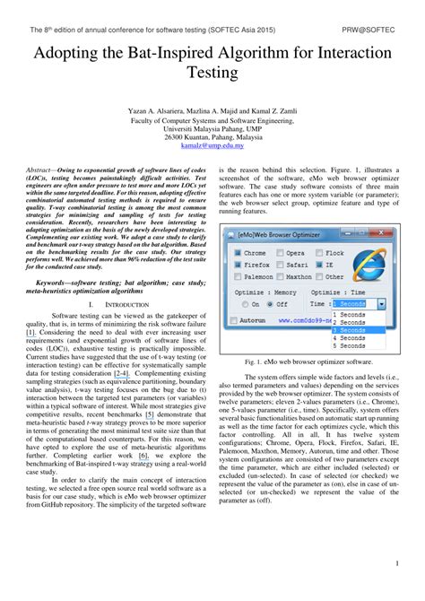 Pdf Adopting The Bat Inspired Algorithm For Interaction Testing