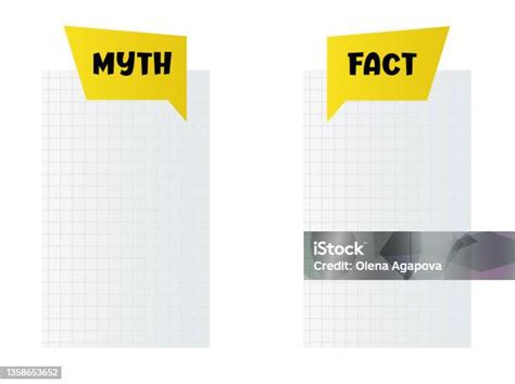 신화와 사실은 서명합니다 오해 대 텍스트프레임이 있는 팩트 헤더 디자인 사실 또는 거짓 사실 거품 어떤 목적을 위해 종이 찢어진 디자인 가공의 인물에 대한 스톡 벡터 아트