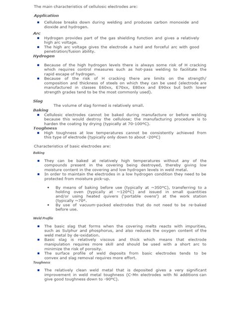 Characteristics Of Cellulosic Electrodes Pdf Welding Construction