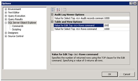 BI Architects SSMS Change Select Top 1000 Rows Or Edit Top 200 Rows