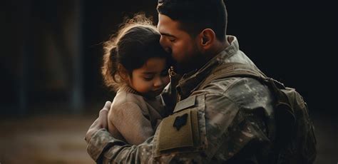 Premium Ai Image A Soldier Embracing A Young Girl In A Heartwarming Moment Of Love And Protection
