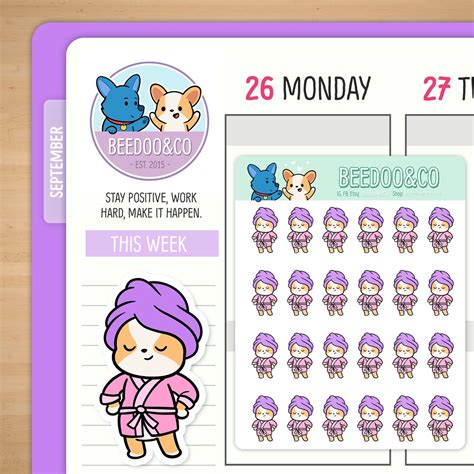 Corgi Wash Hairplanner Stickers Corgi Bullet Journal Funny Tn Cute Kawaii Happy Planner