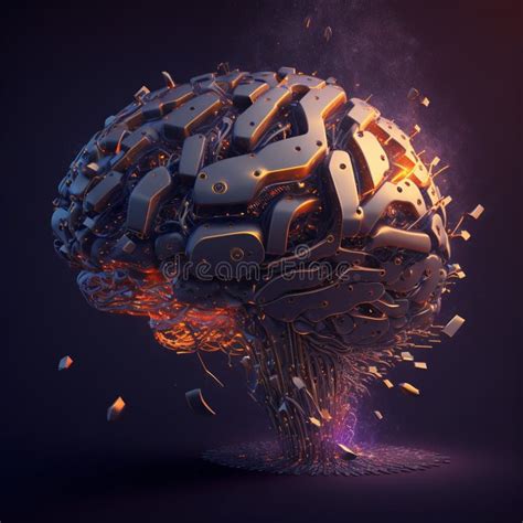 Robotic Human Brain With Detailed Circuits Concept Art Of Artificial