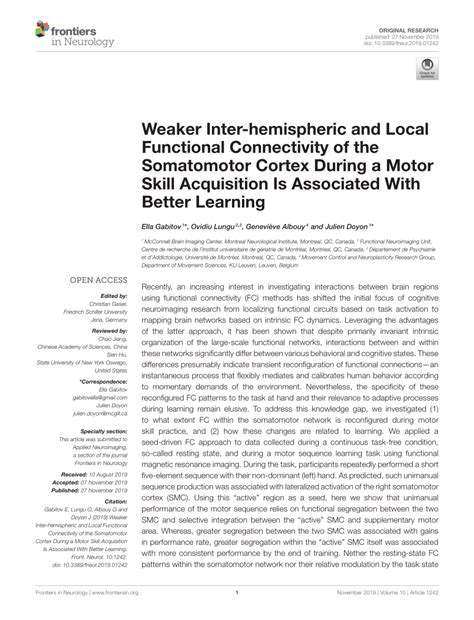 Pdf Weaker Inter Hemispheric And Local Functional Connectivity Of The