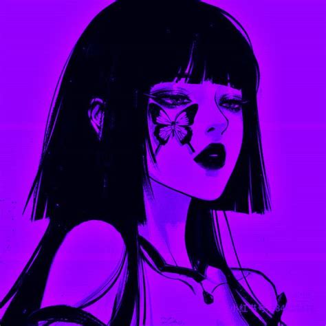 Anime icon purple aesthetic Çizimler Karakter sanatı Mor